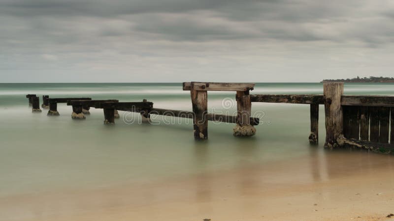 Long Exposure of the Old Mentone Beach Jetty Stock Image - Image of ...