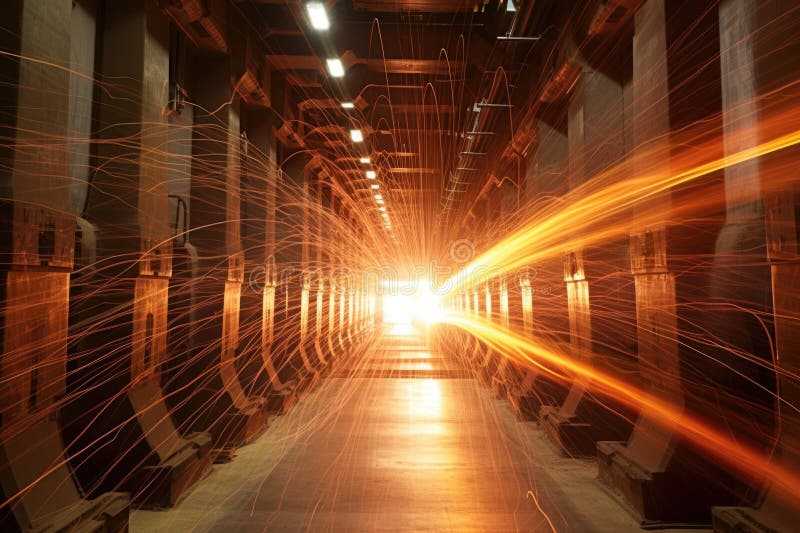Long Exposure of Particle Beams Path Inside Chamber Stock Illustration ...