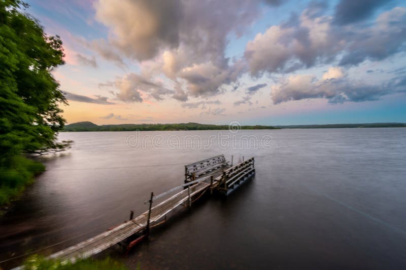 Long Exposure Photo of a Bathing Platform in a Lake at Night.. Stock ...