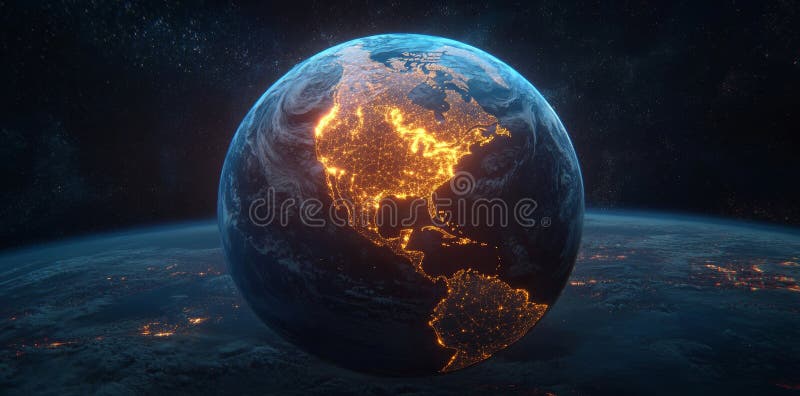 Long Exposure Photo of Canada Map, Illuminated at Night Stock Image ...