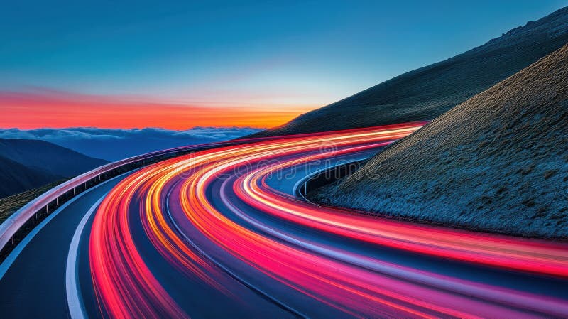 A Long Exposure Photograph of a Car Driving Down the Road, AI Stock ...