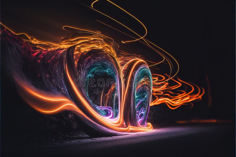 A Long Exposure Photograph of a Colorful Object in the Dark with Light ...