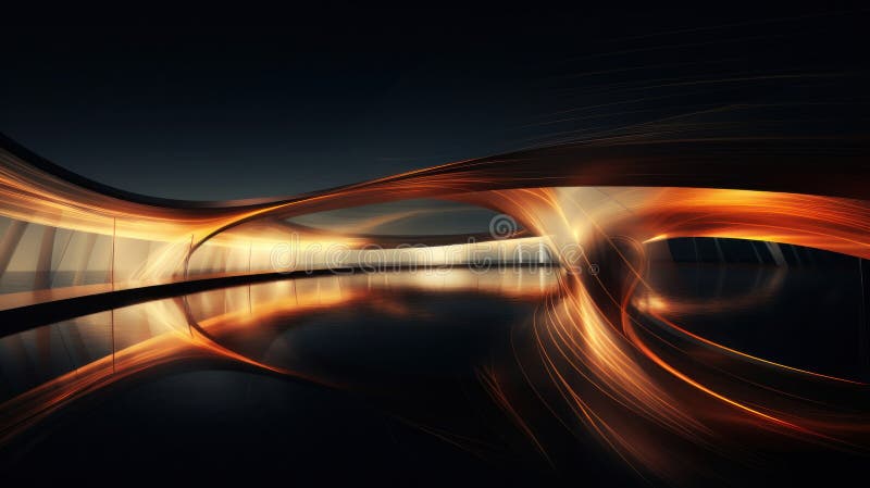 A Long Exposure Photograph of a Curved Building with Lights, AI Stock ...