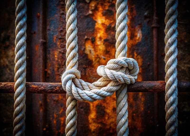 Long Exposure Photography of White Rope Draped Over Rusty Prison Bars a ...