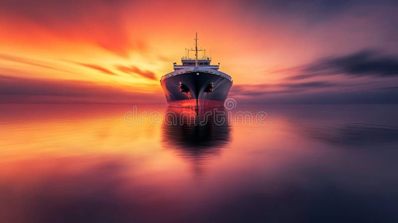 A Long Exposure Reveals the Motion Blur Light Trail of a Container ...