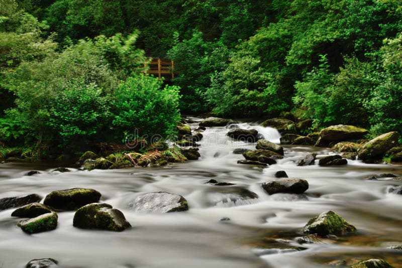 Watersmeet in Devon stock image. Image of woodland, waterfall - 121348547