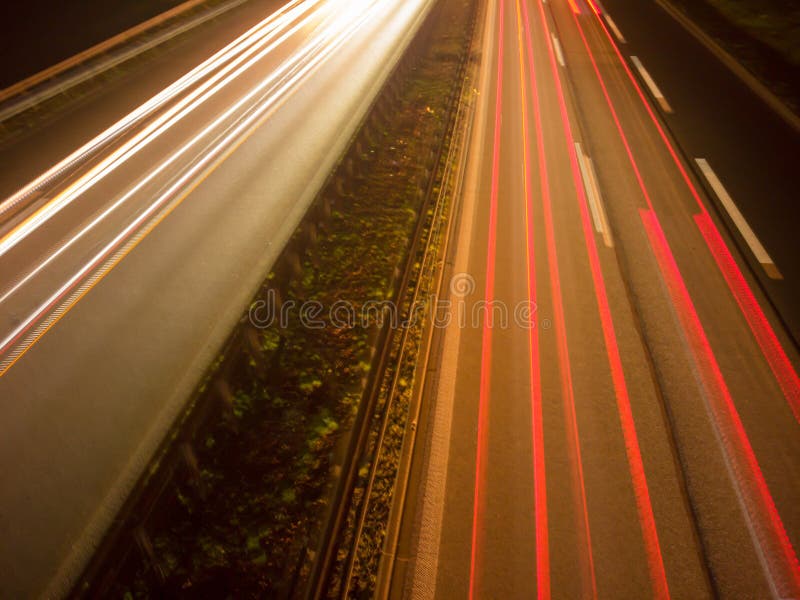 Long Exposure Road Traffic Night Lights Spotlight Stock Photo - Image ...