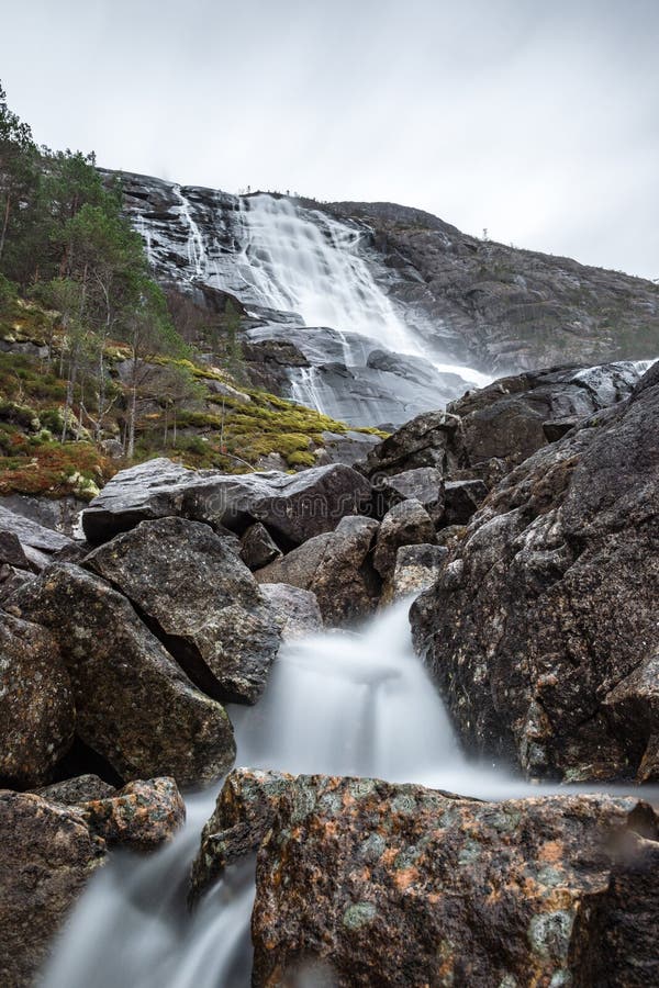 Long Exposure Rocks River Waterfall Norway Stock Image - Image of ...