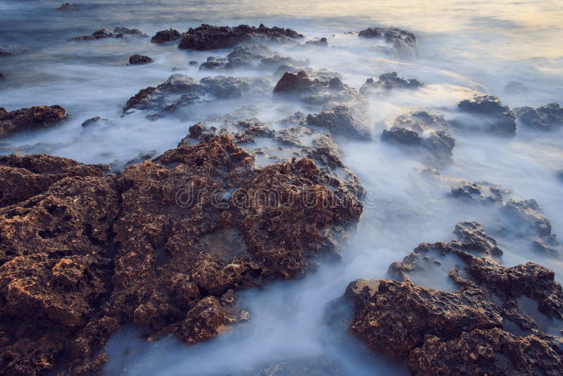 Long Exposure, Rocks. Stones in the Water. Sea. Stock Photo - Image of ...