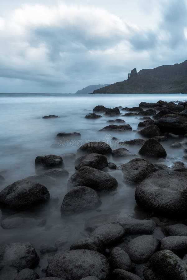 Long Exposure of the Sea with Big Rocks Stock Photo - Image of nature ...