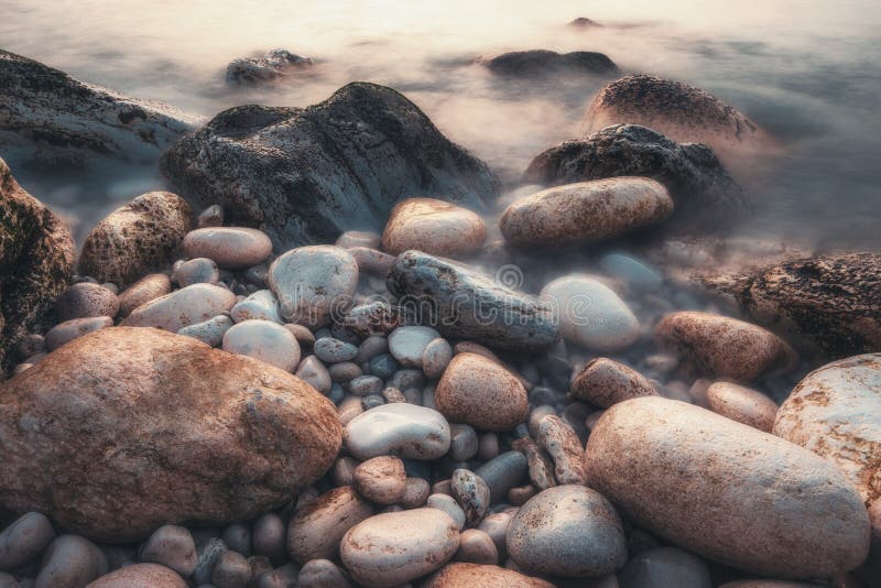 Long Exposure of Sea and Rocks Stock Image - Image of dominican, light ...