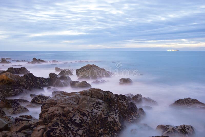 Long Exposure of Sea with Rocks Stock Image - Image of lagoon, island ...