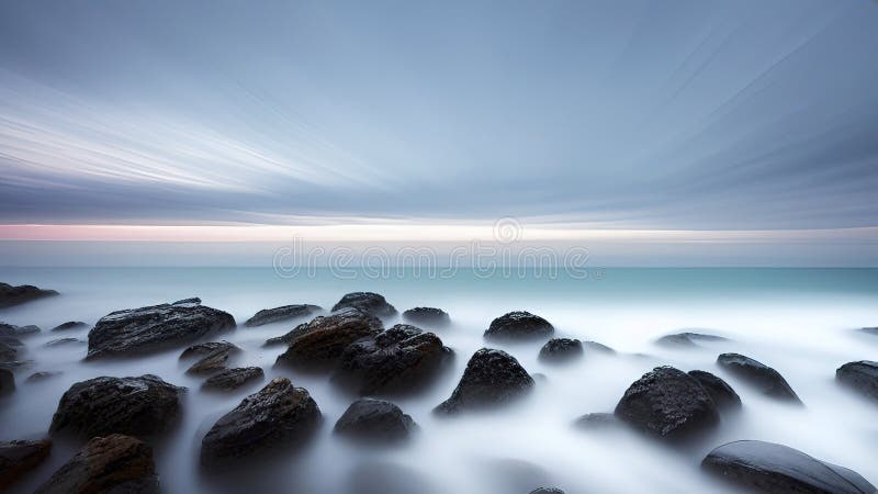 Long Exposure of Sea and Sky. Seascape Stock Illustration ...