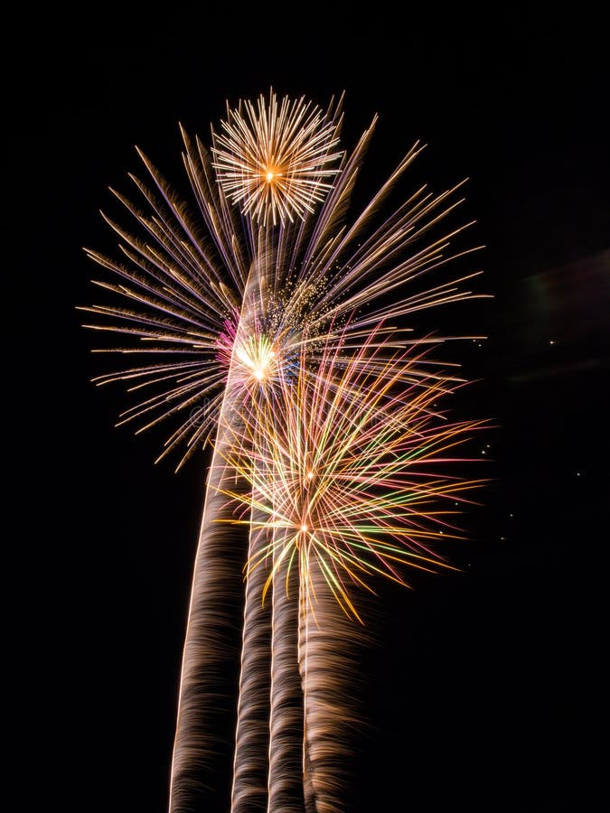 Firework Burst in Night Sky, Long Exposure Stock Image - Image of ...