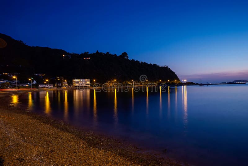 Long Exposure Shot of the Beach at Lowry Bay with a Twlight Sky and the ...