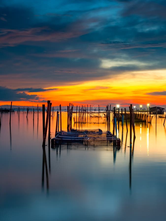 Long Exposure Shot of a Beautiful Sunset at Lake Stock Photo - Image of ...