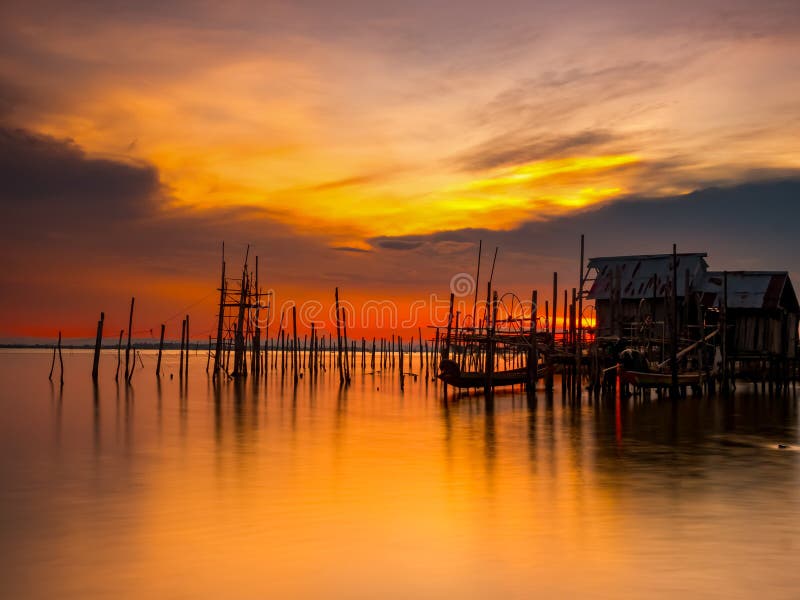 Long Exposure Shot of a Beautiful Sunset at Lake Stock Image - Image of ...