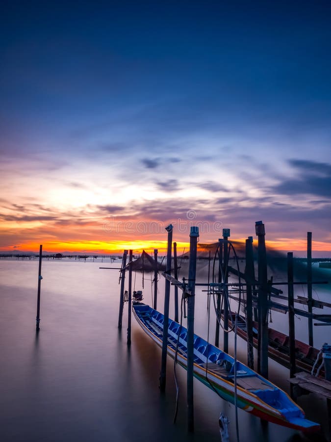 Long Exposure Shot of a Beautiful Sunset at Lake in Thailand Stock ...