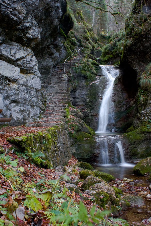 Long Exposure Shot of a Cascade Waterfall Falling Down the Rocks in the ...