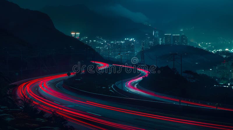 A Long Exposure Shot of a City at Night Stock Photo - Image of road ...