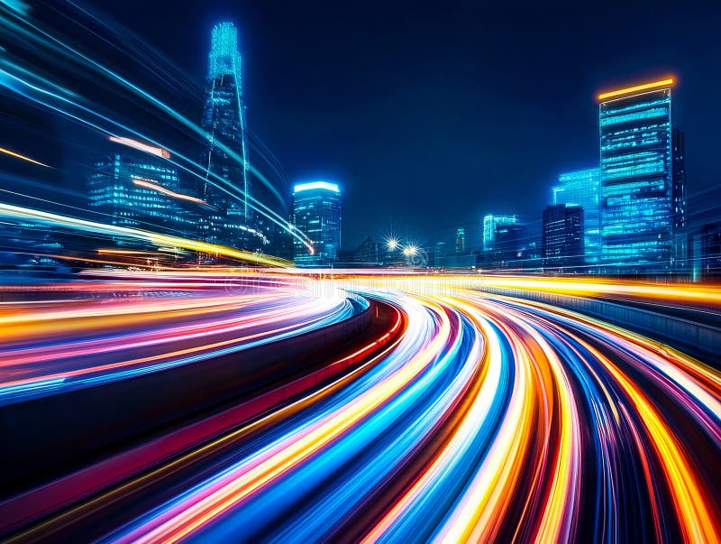 A Long Exposure Shot of a City at Night Stock Photo - Image of view ...