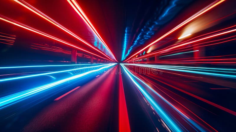A Long Exposure Shot of a City Street with Lights Stock Photo - Image ...
