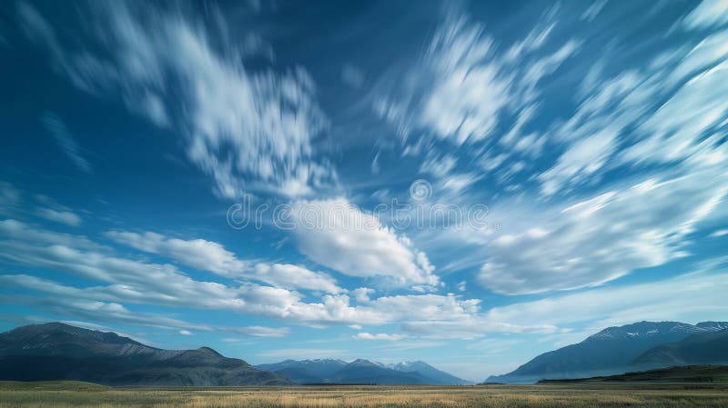 A Long Exposure Shot of Clouds Over a Grassy Field Stock Photo - Image ...