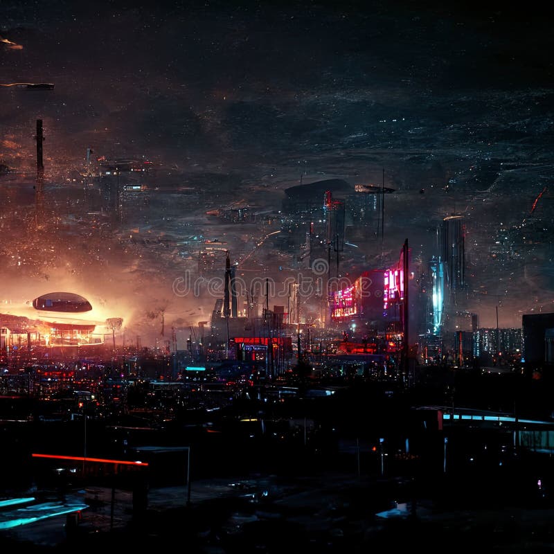 Long Exposure Shot of a a Cyber Punk City Stock Photo - Image of ...