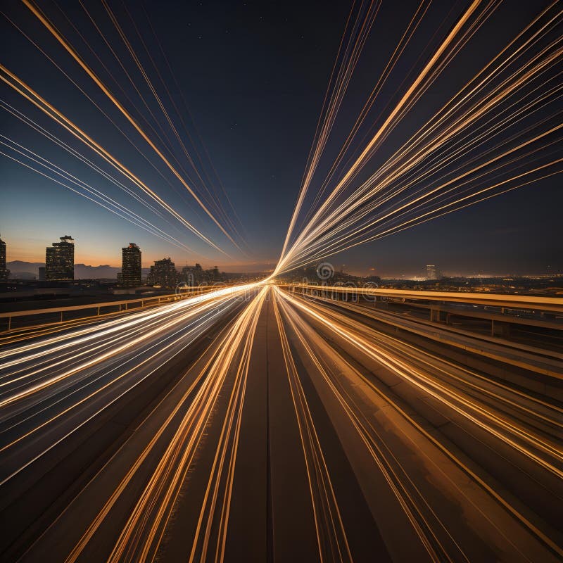 A Long Exposure Shot of a Highway through the City at Night. Generative ...