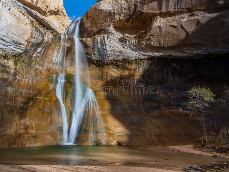 Long Exposure Shot of the Lower Calf Creek Falls in Utah. Stock Photo ...