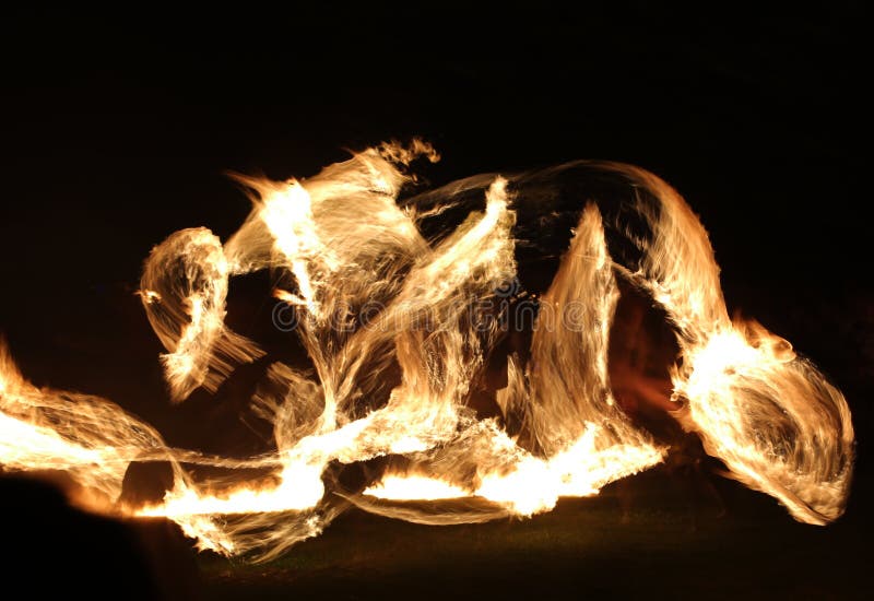 Long Exposure Shot of Moving Burning Torches and Fire Stock Photo ...