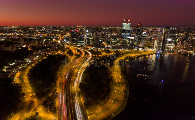 Long Exposure Shot of Perth City at Sunset Editorial Stock Image ...