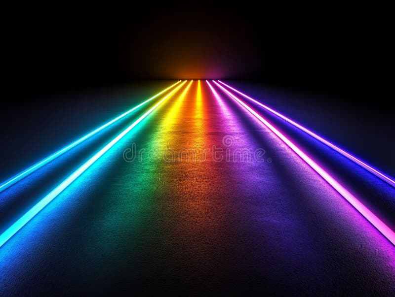 A Long Exposure Shot of a Rainbow Colored Light Strip in a Dark Room ...