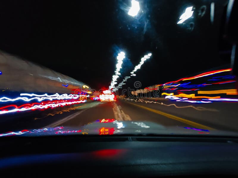 Long Exposure Shot of Road Light at Night Stock Image - Image of ...