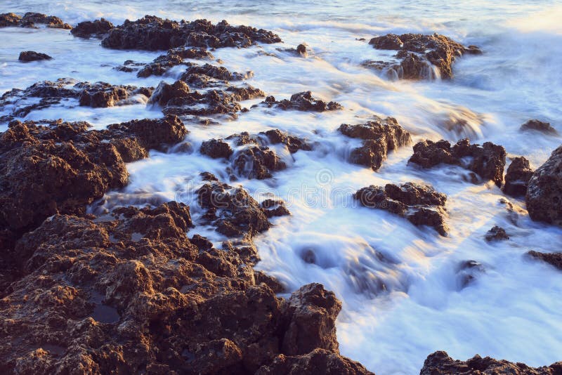 Long Exposure Shot, Rocks in the Water. Black Sea. Stock Photo - Image ...