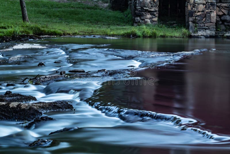 Long Exposure Shot of a Small River with Smooth Flowing Water in the ...
