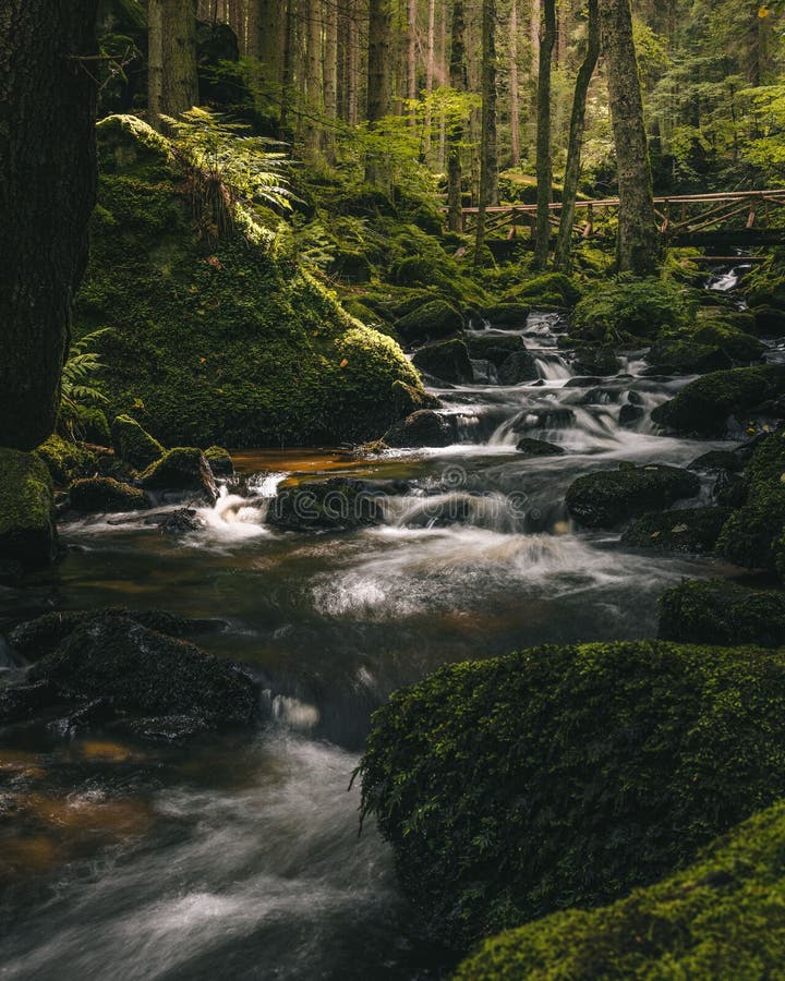 Long Exposure Shot of St. Wolfgang Waterfall Running through a ...
