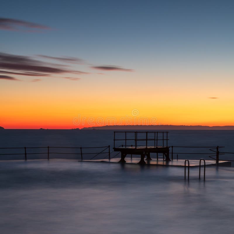 Long Exposure Shot of a Sunset in the Sky Over the Bathing Pools in ...