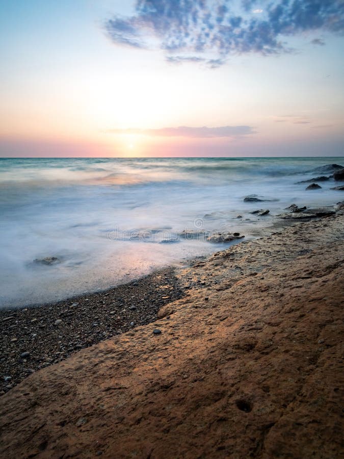 A Long Exposure Shot of the Surf at Sunset Stock Image - Image of ...