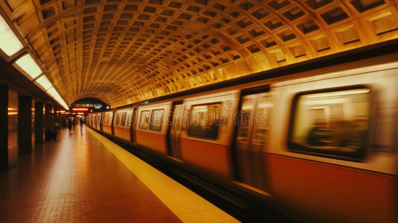 A Long Exposure Shot of a Train Arriving at a Station, Capturing Its ...