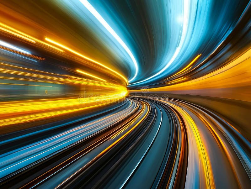 A Long Exposure Shot of a Train Going through a Tunnel Stock Image ...