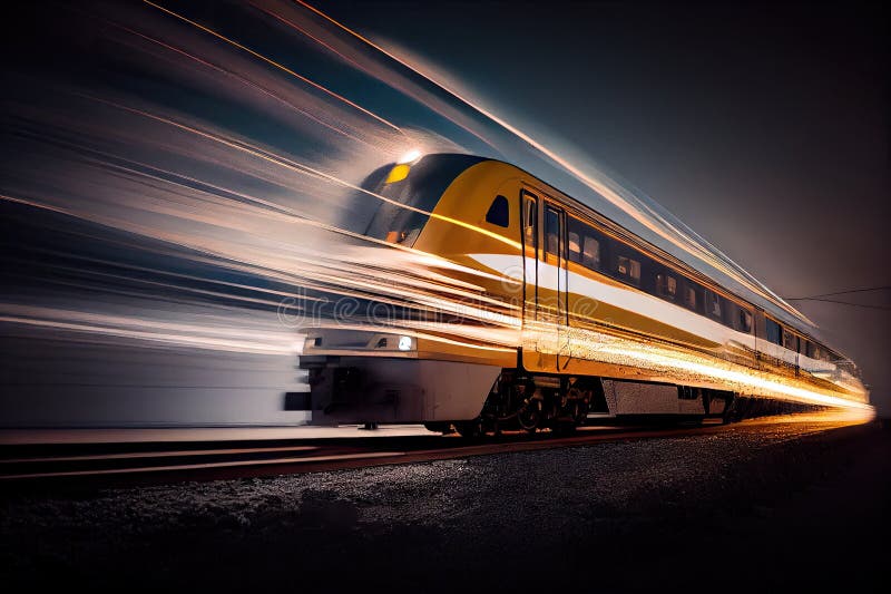 Long Exposure Shot of Train Speeding Past, with Its Lights and Windows ...