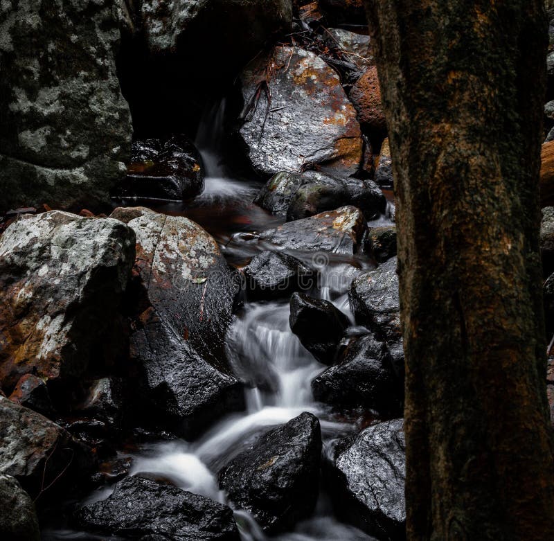 Long Exposure Shot of the Water Flowing through Rocks Stock Image ... Long Exposure Shot of the Water Flowing through Rocks Stock Image ...