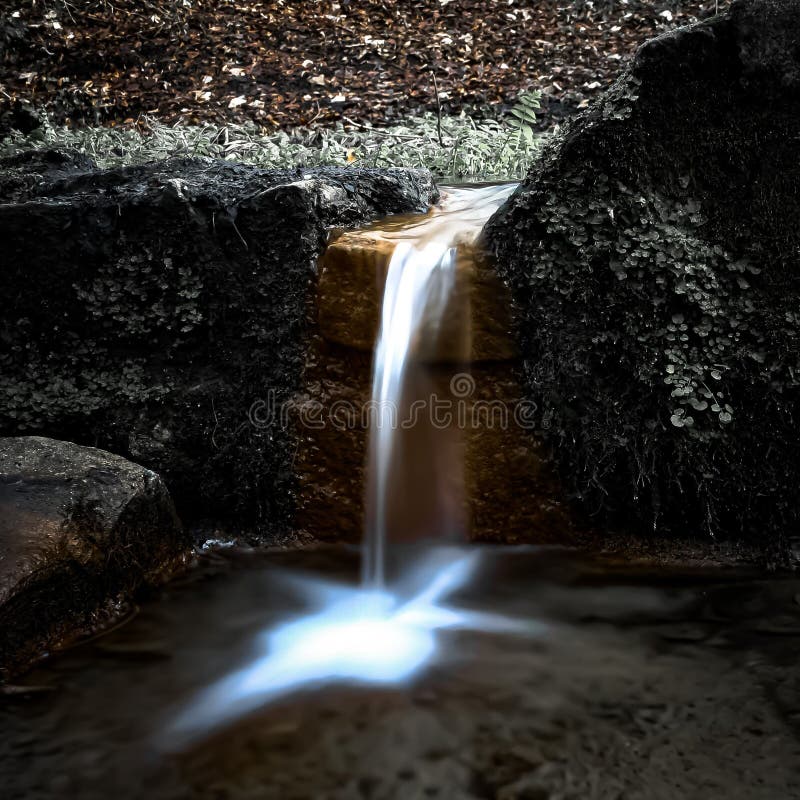 Long Exposure Shot of Water Flowing To a Small Pond Stock Image - Image ...
