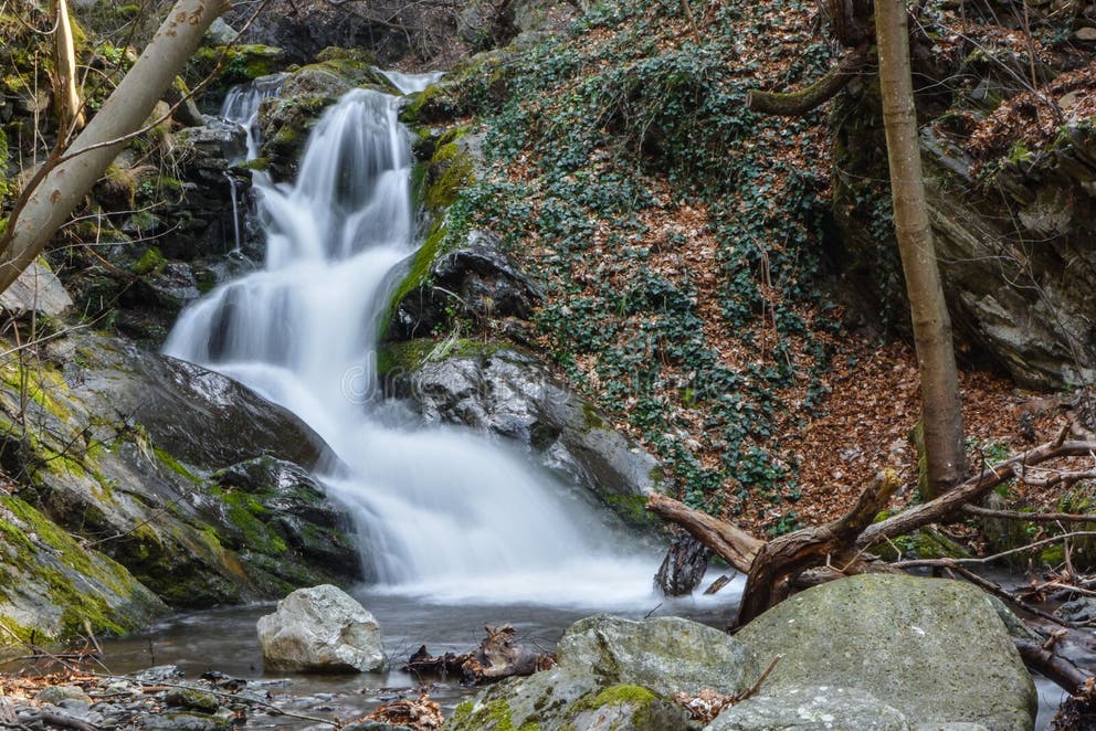 Long Exposure Shot of a Waterfall Flowing Down the Stone Cascade Stock ...
