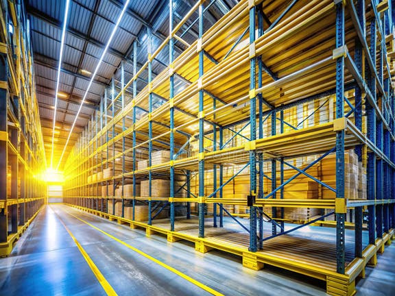 Long Exposure Shot of a Yellow Warehouse Racking System Capturing ...