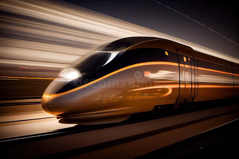 Long Exposure of Speeding Bullet Train, with Lights and Reflections in ...