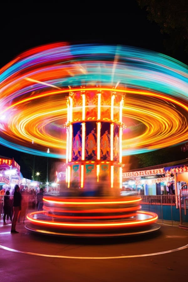 Long Exposure of Spinning Carnival Lights Stock Photo - Image of ...