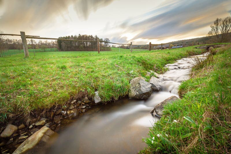 Long Exposure of the Stream of the Cool River Water Stock Photo - Image ...