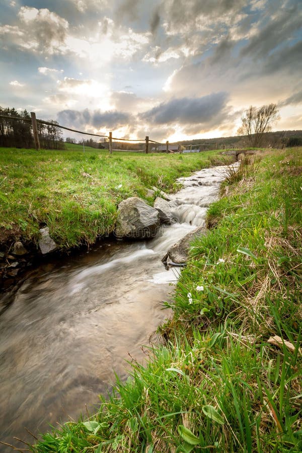 Long Exposure of the Stream of the Cool River Water Stock Photo - Image ...